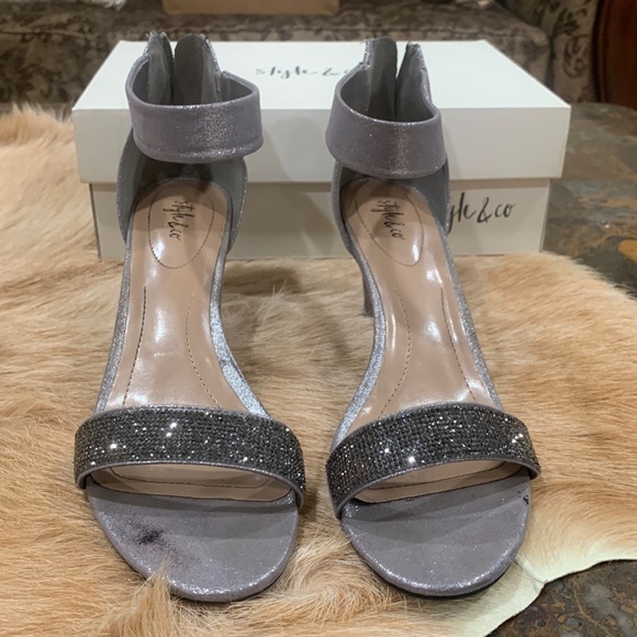 Style & Co. | Shoes | Style Co Silver 3 Inch Heel Sandals Size | Poshmark